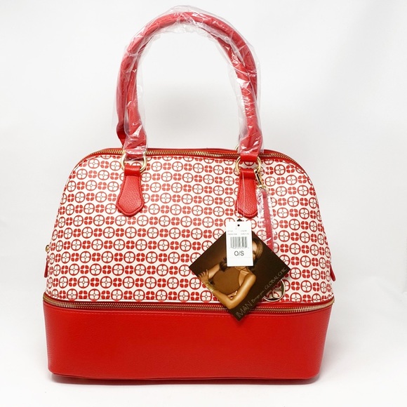IMAN | Bags | Iman Global Chic Womens Logo Print Dome Satchel Cosmetic ...